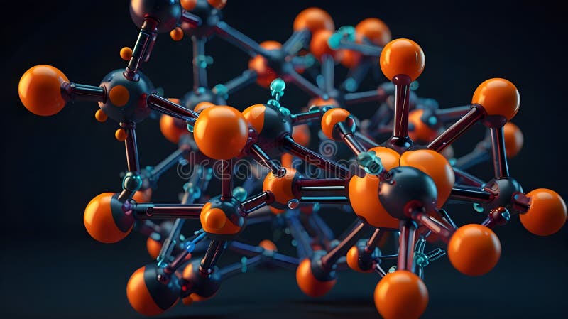 A Molecule with Atoms Connected by Glowing Bonds Stock Illustration ...