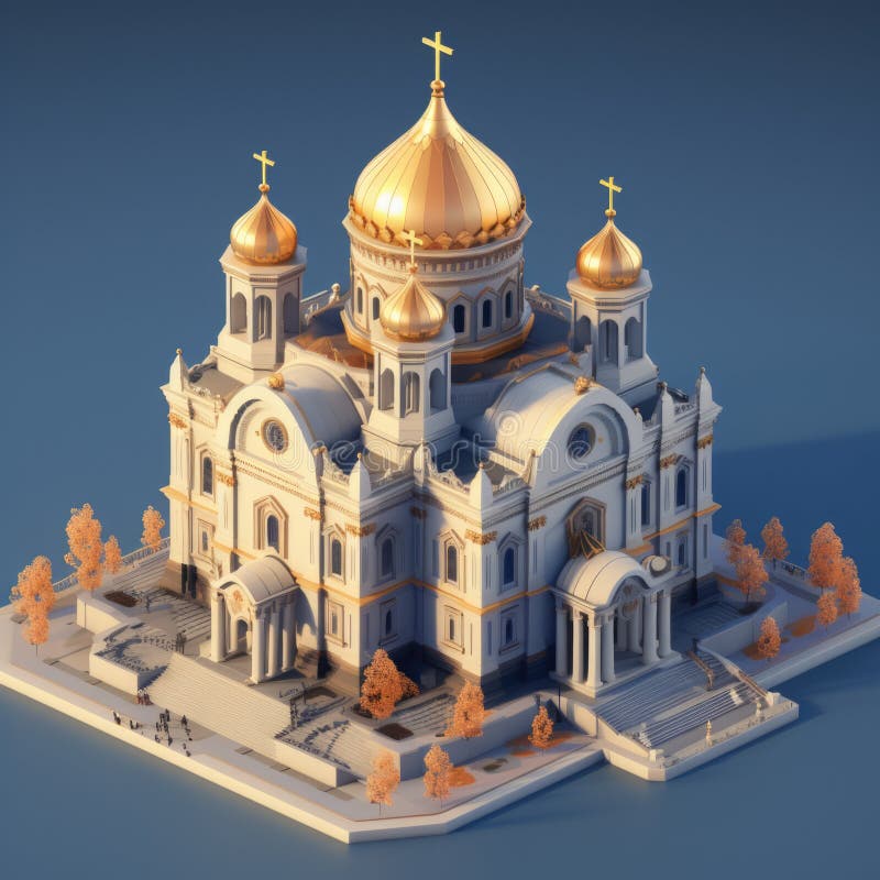 A Detailed 3D Model of a Majestic Castle Featuring a Cross Atop it ...