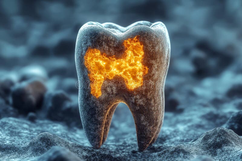 A Detailed 3D Model that Represents a Decayed Tooth, Showcasing Both ...