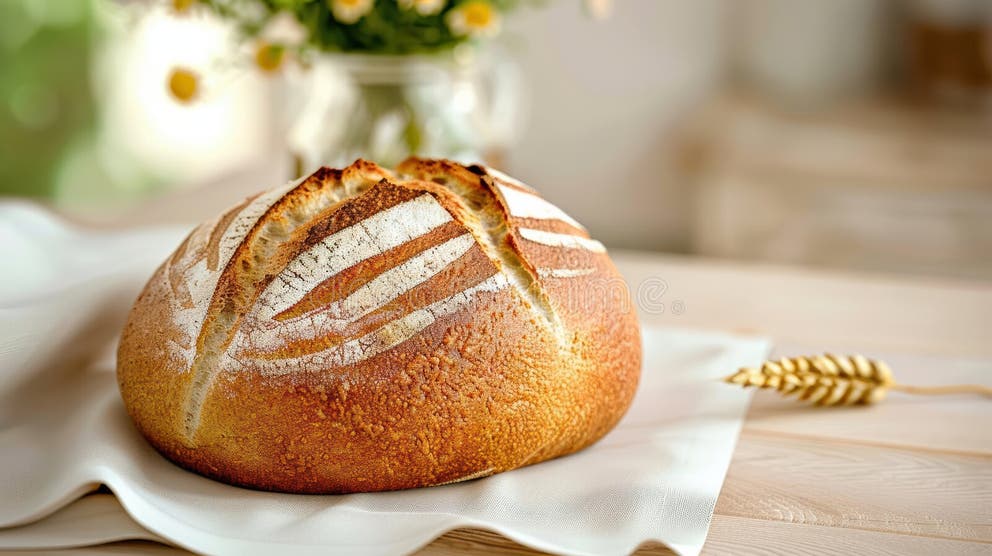 Detailed 3D Model of a Rustic Bread Loaf with a Crispy Crust and Soft ...