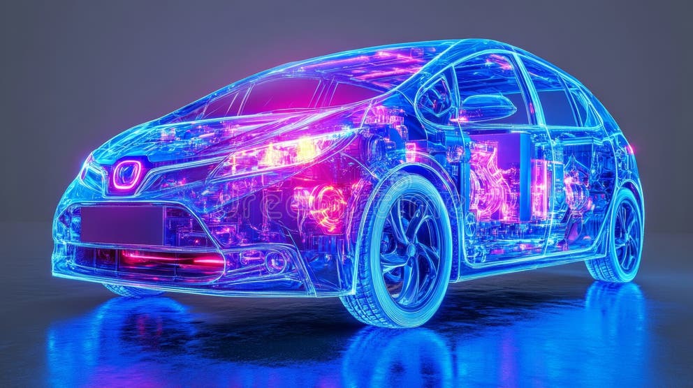 A Detailed 3D Model of a See-through Car Body Design, Emphasizing the ...