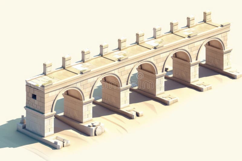A Detailed 3D Model of a Stone Bridge, Suitable for Architectural or ...