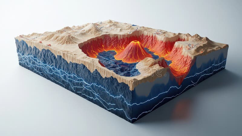 Detailed 3D Model of Subduction Zone with Annotations and Features ...