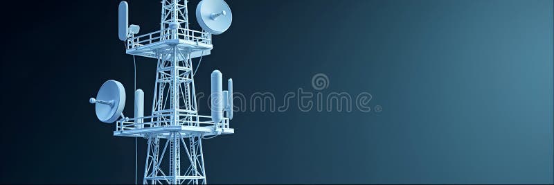 Radio Telecom Cell Tower with Satellite Dish Telecommunication Mast ...