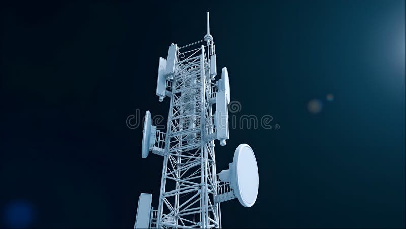 Radio Telecom Cellular Tower with Satellite Dish Telecommunication Mast ...