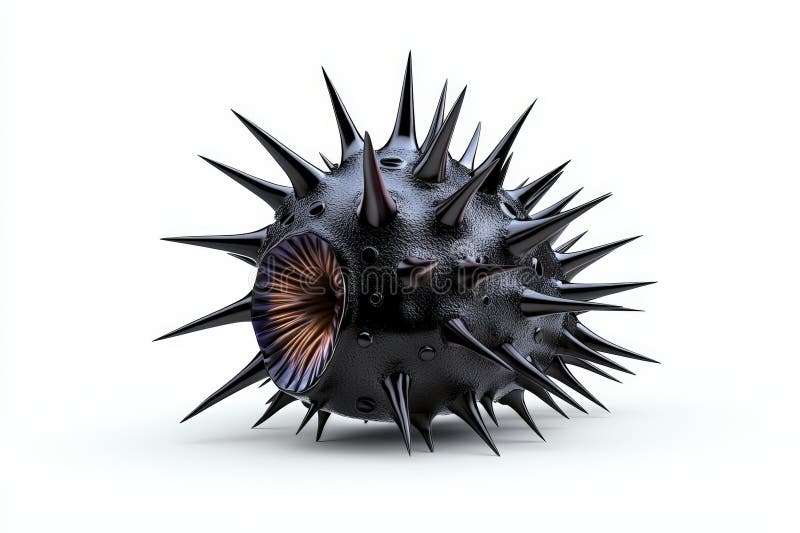 A Detailed 3D Model of a Unique Black Spiky Object Showcasing Intricate ...
