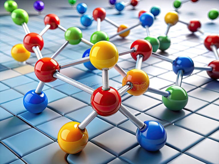 Detailed 3D Molecular Models Vibrant Atomic Structures and Chemical ...