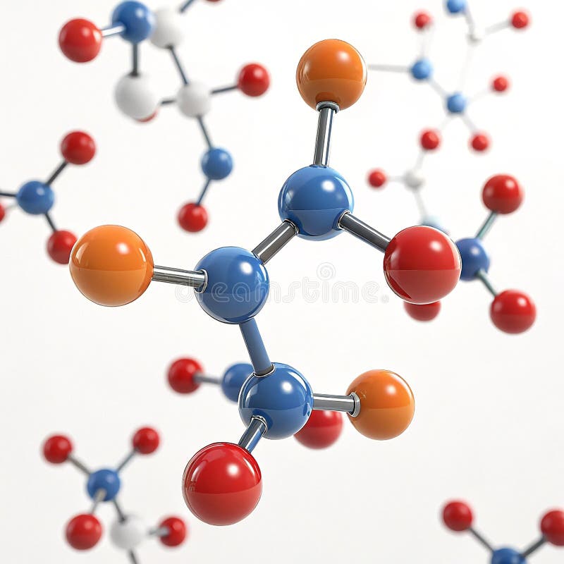 3D Molecular Structure Floating Stock Illustration - Illustration of ...