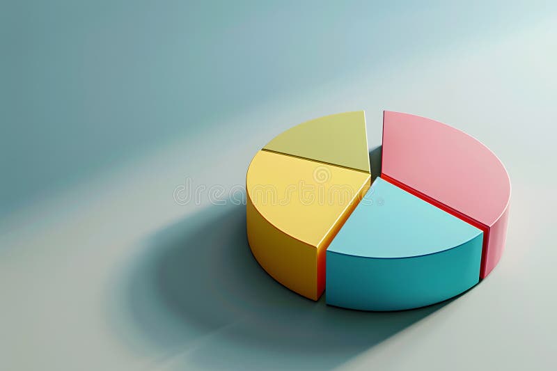 3D Pie Chart with Shadows and Copy Space Stock Illustration ...