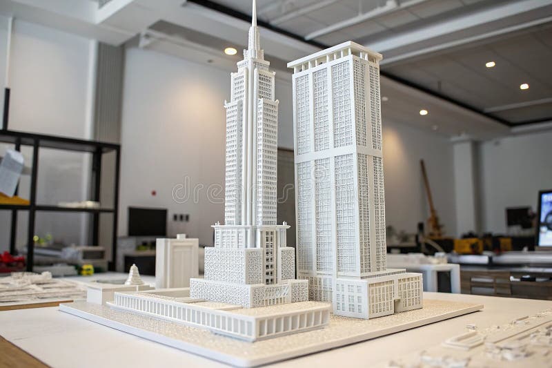 Detailed 3D Printed Model of Modern Skyscraper with Intricate Stock ...