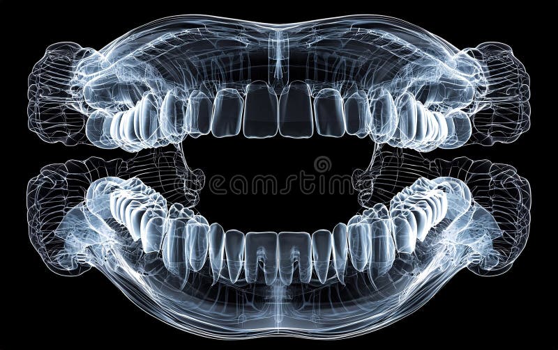 Detailed 3D X-ray Visualization of a Human Jaw Showing Upper and Lower ...