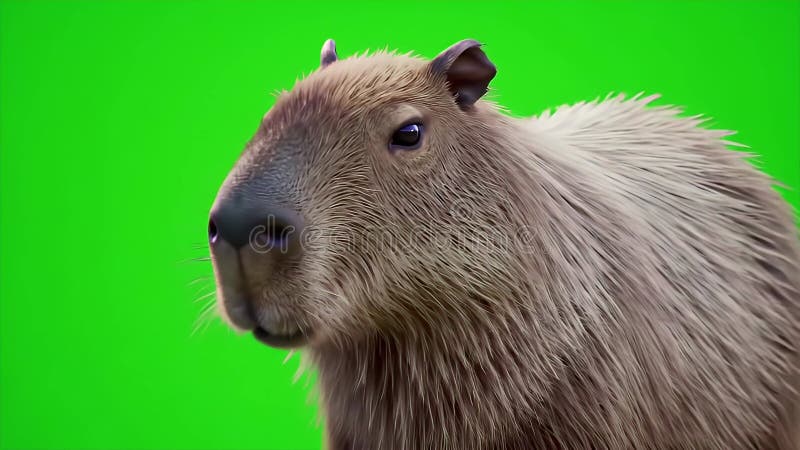 Detailed 3D Render of Brown Fur Capybara Isolated on Green Screen for ...