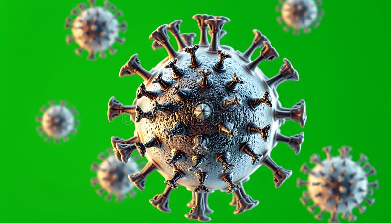 Detailed 3D Render of Coronavirus Particles Isolated on Green Screen ...