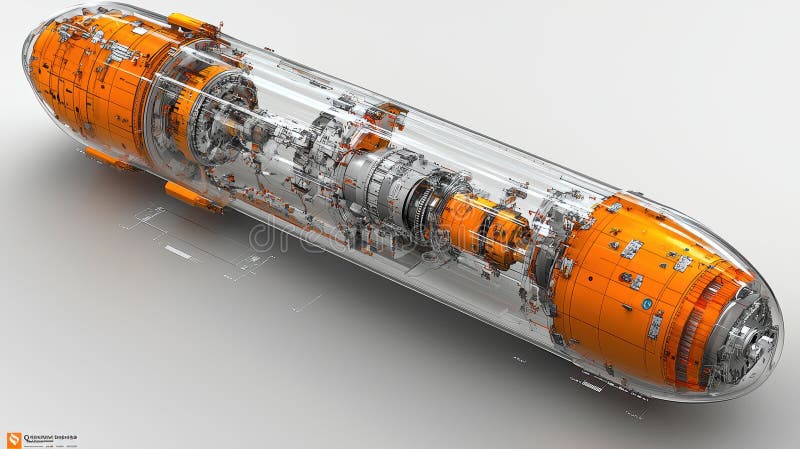 Detailed 3D Render of Futuristic Transparent Capsule with Orange ...