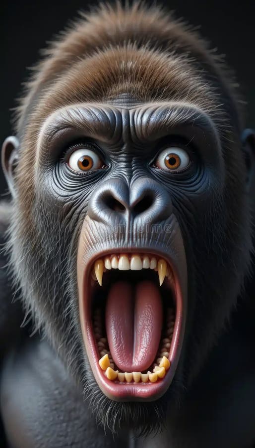 A Close-Up Portrait of a Roaring Gorilla a Stunning 3D Render of a ...