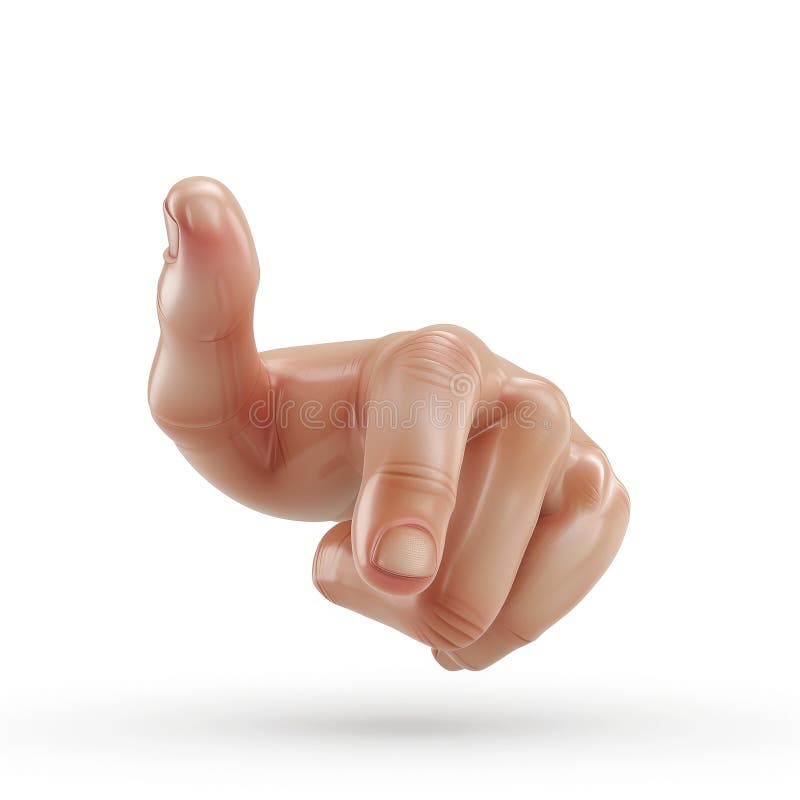 Close-up of a Realistic Hand Pointing Downward, Illustrative 3D Render ...