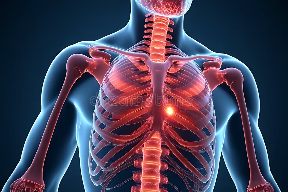 A Detailed 3D Render of Human Torso Skeleton Stock Illustration ...