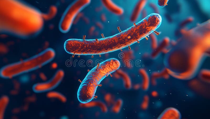 A Detailed 3D Render of Infectious Microbes is Presented in Vivid ...