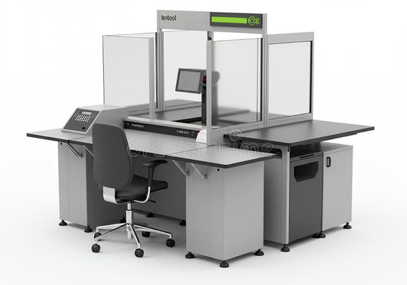 Detailed 3D Render of Modern Security Checkpoint Workstation Against ...