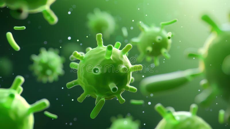 A Detailed 3D Render of Pathogenic Bacteria, Showcasing Their Intricate ...