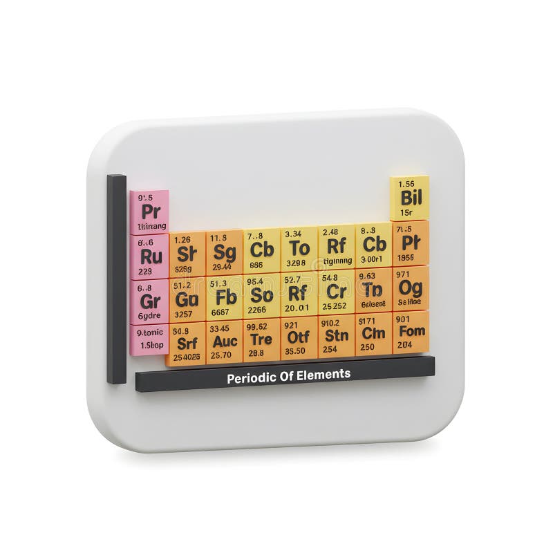 A Detailed 3D Render of the Periodic Table of Elements. Stock ...