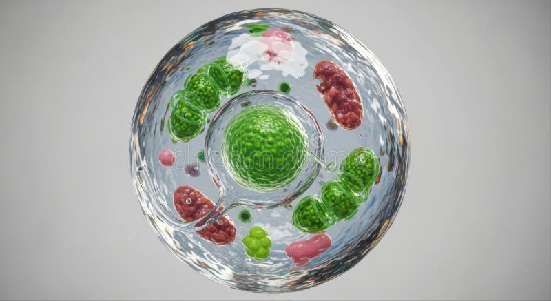 Detailed 3d Render of a Plant Cell with Nucleus, Chloroplasts, and Mitochondria Stock ...