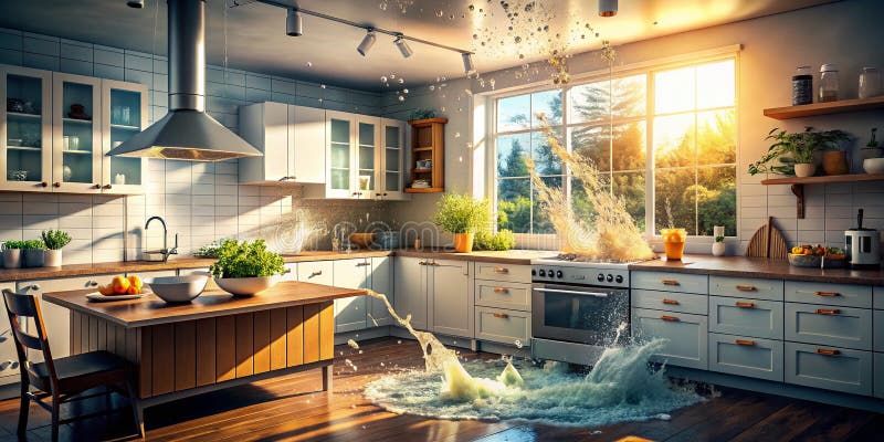 Assessing Water Damage in a Kitchen an Aerial 3D Render for Insurance ...