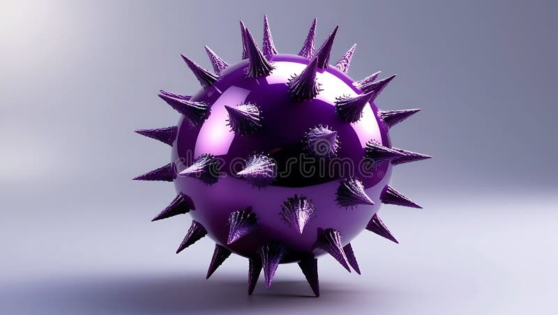 Detailed 3D Render of a Purple Spiky Sphere Stock Illustration ...