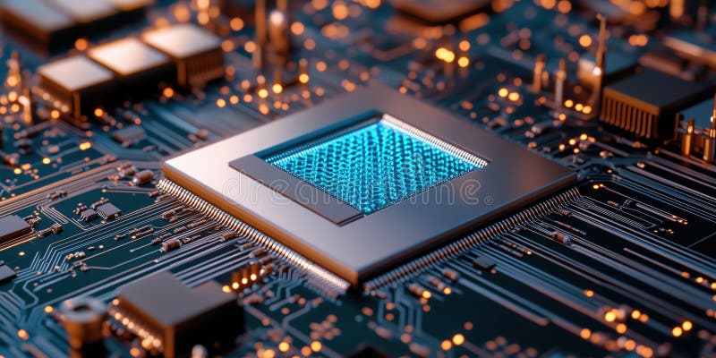 Detailed 3D Render of Quantum Processor on Circuit Board, Showcasing ...