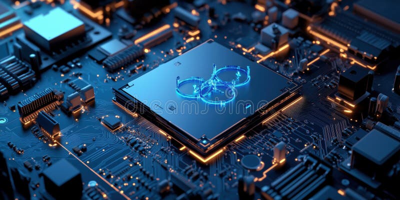Detailed 3D Render of Quantum Processor on Circuit Board, Showcasing ...