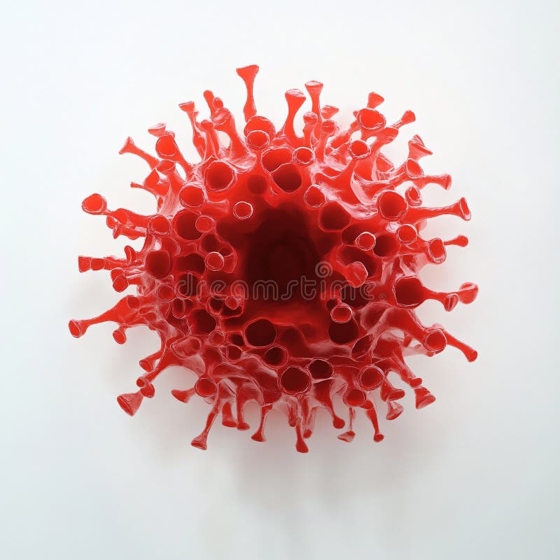 Microscopic View of Red Virus Particle Detailed 3D Render of a Pathogen ...