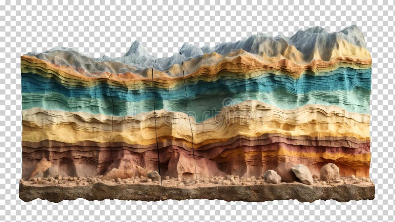 Geological Layers Cross Section with Mountain Landscape Stock Image ...