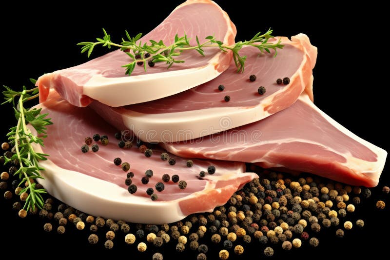 Detailed 3d Render of Sliced Ham with Peppercorn in Close Up Side View ...