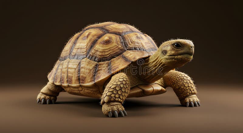 Stunning 3D Render of a Sulcata Tortoise Displaying Intricate Shell ...