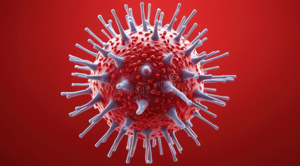 Detailed 3D Render of a Virus Particle on Red Background Stock ...