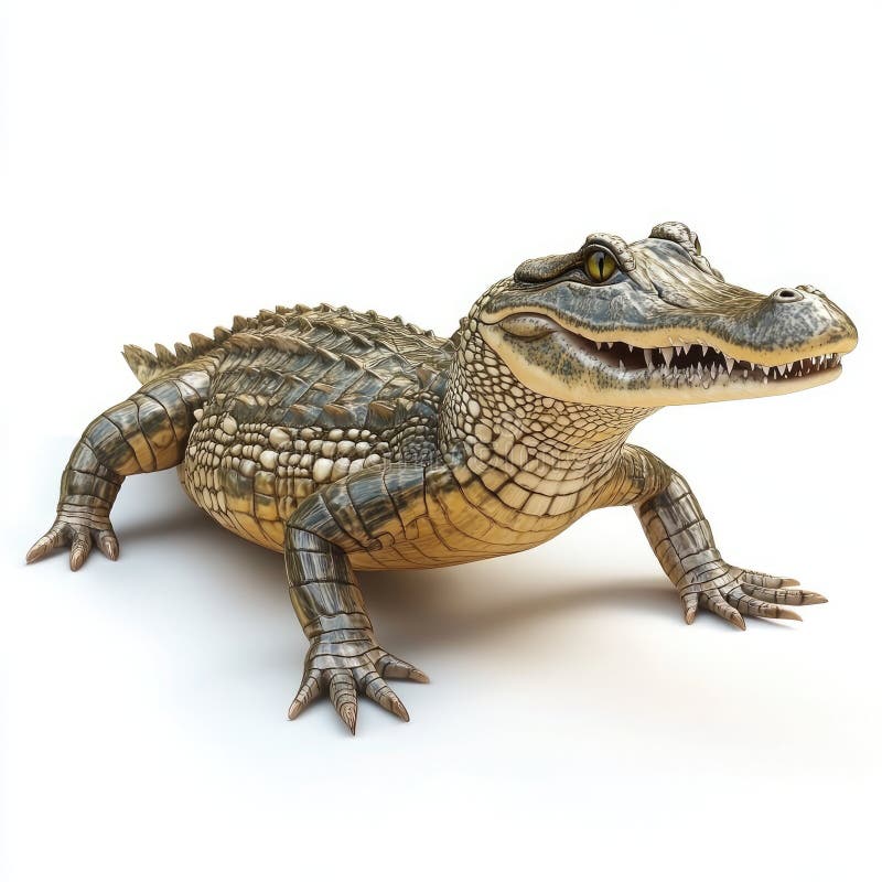 Young American Alligator Close-Up on White Background Stock ...