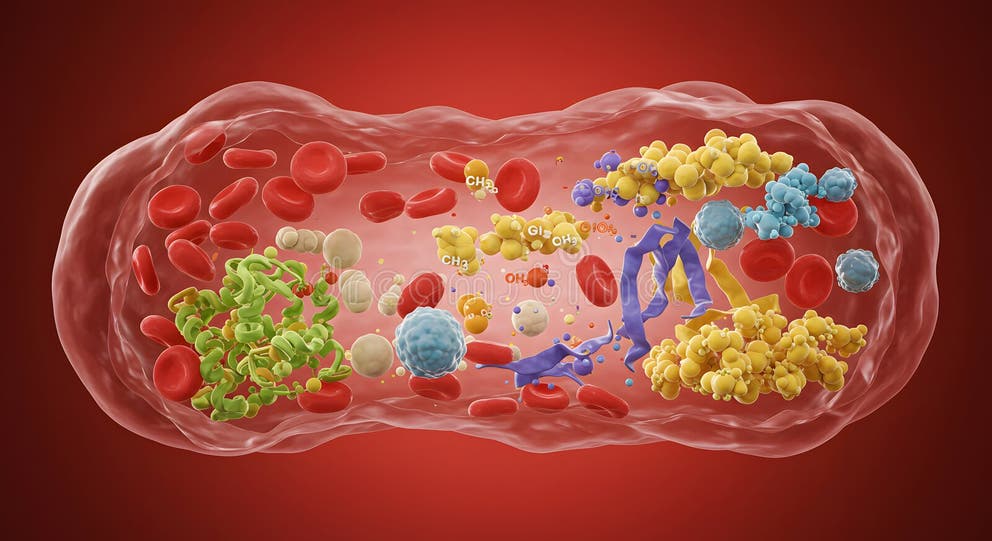 Microscopic View of Blood Cell Components: Detailed 3D Rendering of ...