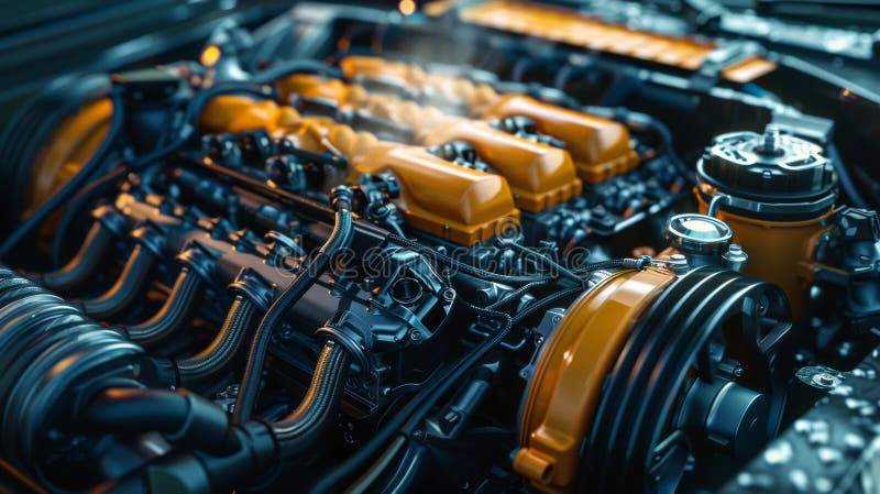 Detailed 3D Rendering of a Car Internal Combustion Engine Including ...