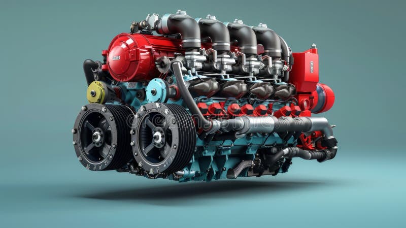 Detailed 3D Rendering of a Car Internal Combustion Engine Including ...