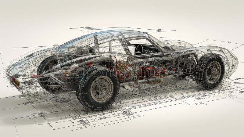 Detailed 3D Rendering of Car Internals Stock Illustration ...