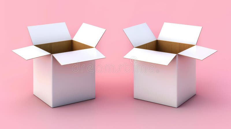 A Detailed 3D Rendering of Closed and Open White Corrugated Carton ...