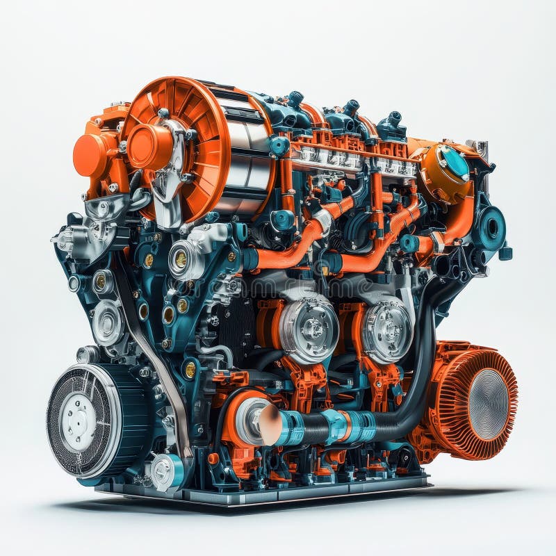 A Detailed 3D Rendering of a Complex Engine Showcasing Its Components ...