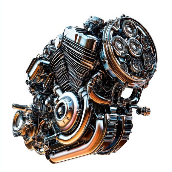 A Detailed 3D Rendering of a Complex Engine Showcasing Mechanical ...