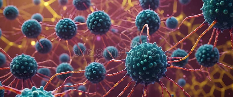 Microscopic Viruses Invasion Illustration AI Generative Stock ...