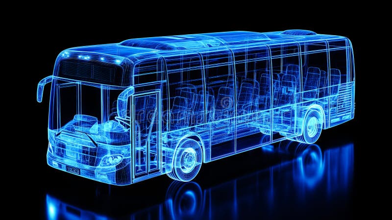 Modern Bus Design Showcased in a Transparent 3D Rendering Against a ...