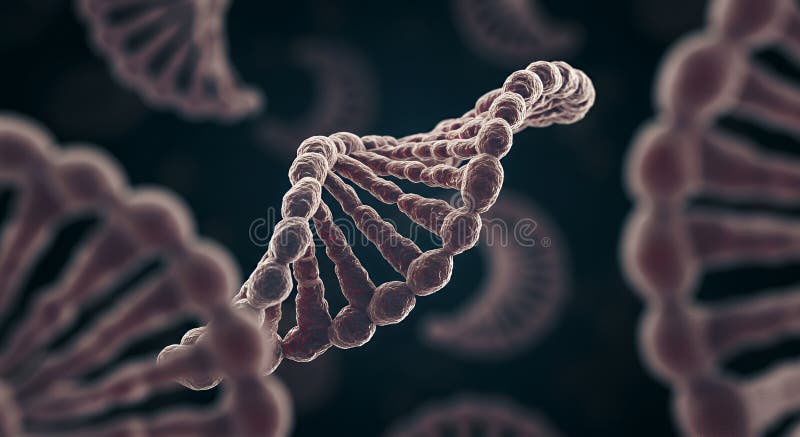 Detailed 3D Rendering of DNA Double Helix in Dark Red and Brown Tones ...