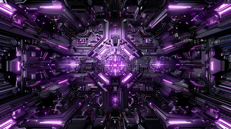 Futuristic Sci-Fi Reactor Core, Purple Glow. Abstract Technology ...