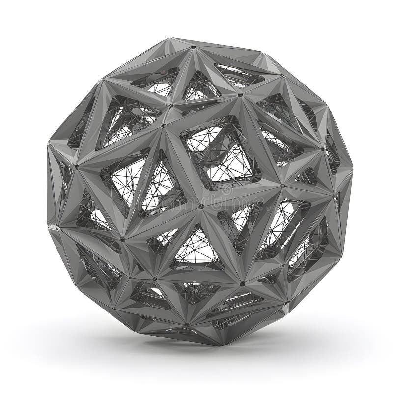 Abstract Geodesic Sphere on White Background Stock Illustration ...