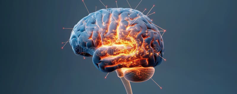 Detailed 3D Rendering of a Human Brain with Highlighted Alzheimer S ...