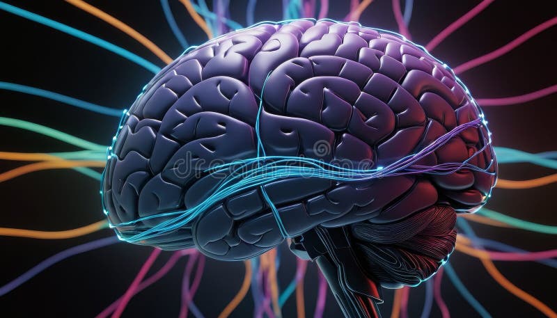 Colorful Human Brain with Neural Connections Stock Illustration ...